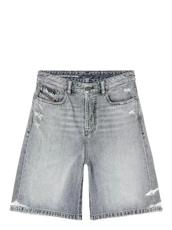 DIESEL Distressed Denim Shorts - Grey