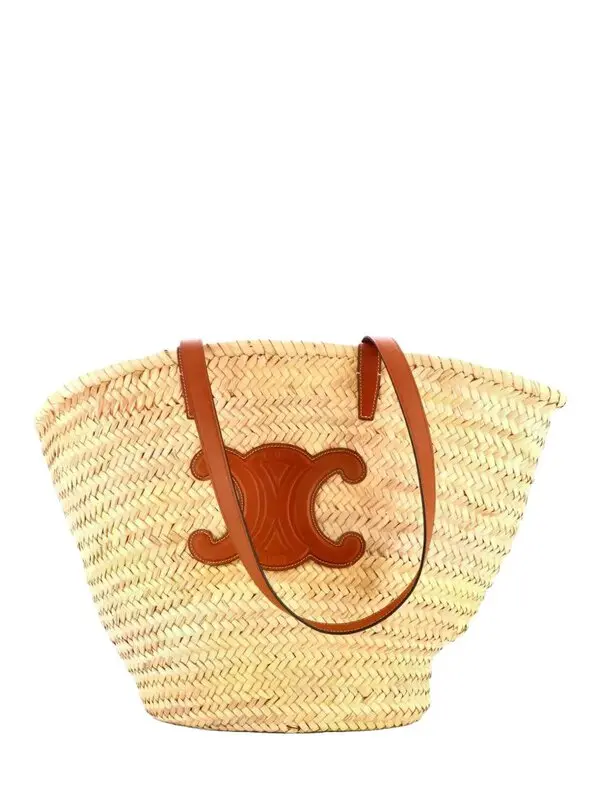 Celine Triomphe Basket Raffia Large Shoulder Bag - Neutrals