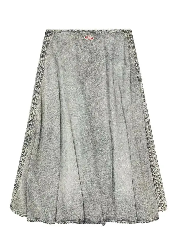 DIESEL Logo-plaque Midi Denim Skirt - Grey