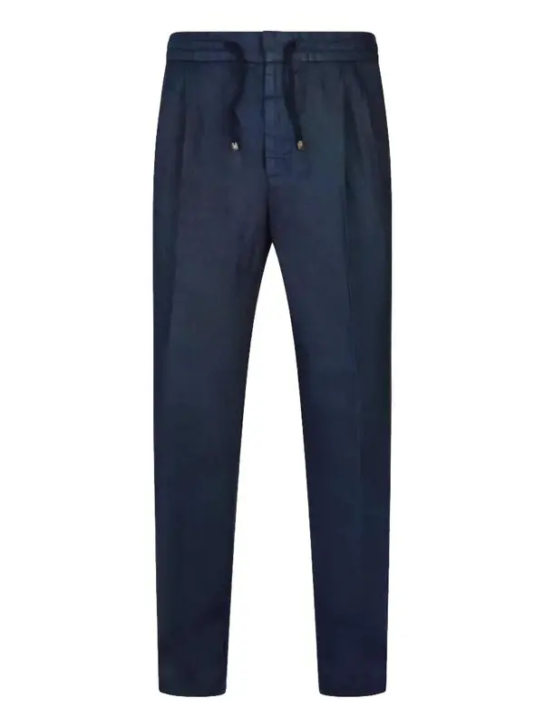 Brunello Cucinelli Linen Drawstring Trousers - Blue