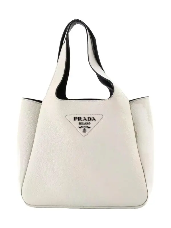 Prada Flou Dynamique Open Vitello Daino Small Tote Bag - White