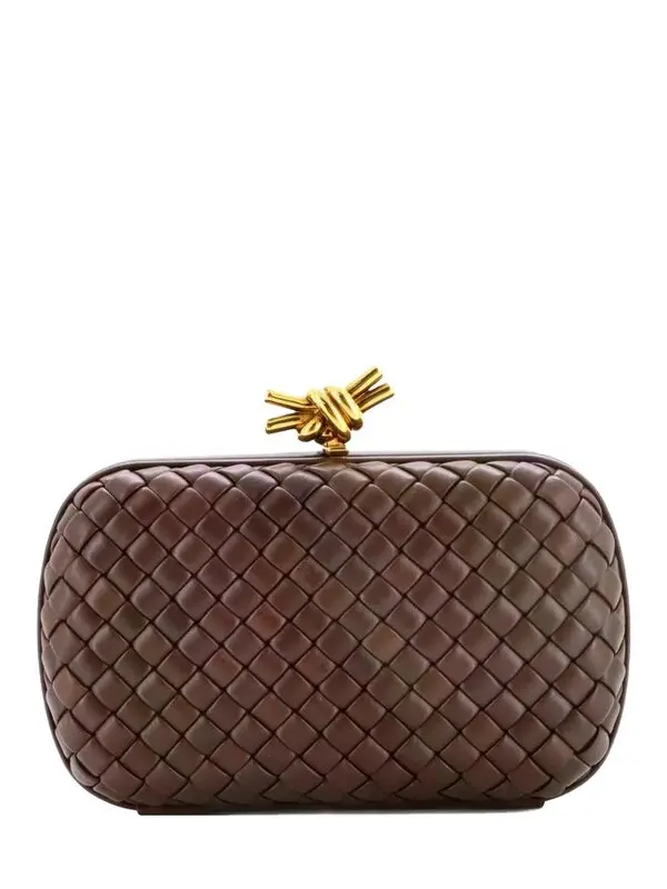 Bottega Veneta Box Knot Intrecciato Nappa Small Clutch Bag - Brown
