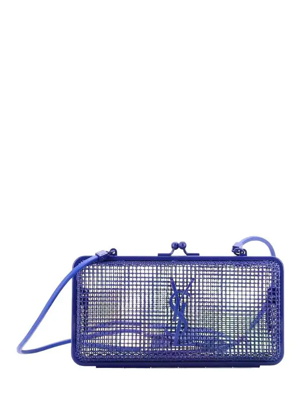 Saint Laurent Monogram Evening Cage Minaudiere With Leather Clutch - Blue