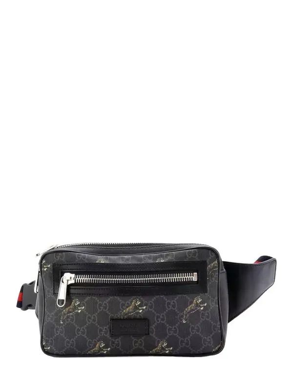 Gucci Soft Zip Printed Gg Coated Canvas Small Belt Bag - Black