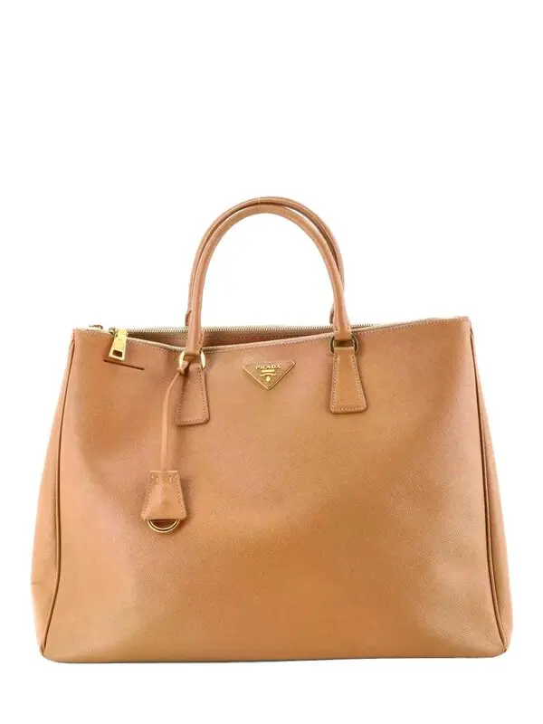 Prada Double Zip Lux Saffiano Leather Large Tote - Brown
