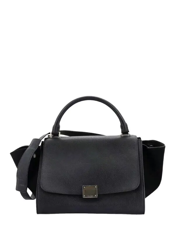 Celine Trapeze Bag Leather Small Satchel - Black