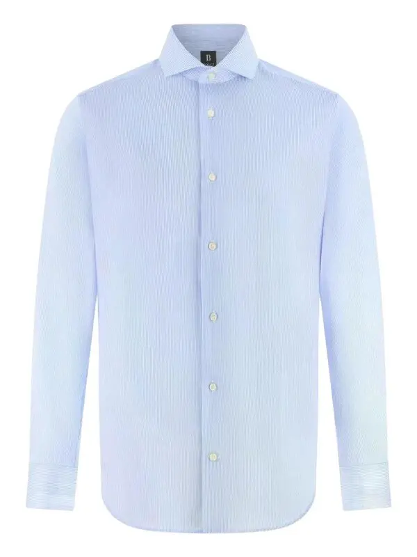 Boggi Milano Striped Naples-collar Shirt - Blue