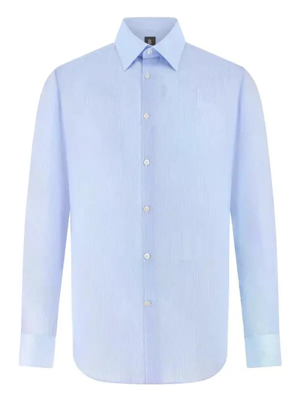Boggi Milano Spread-collar Twill Shirt - Blue