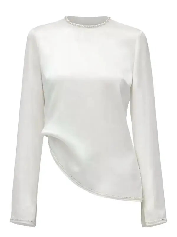 3.1 Phillip Lim Crystal-trim Long-sleeve Top - White