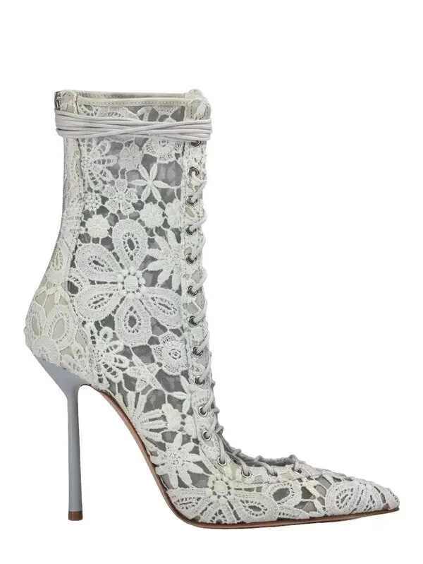 LE SILLA Chantilly Floral Ankle Boots - White