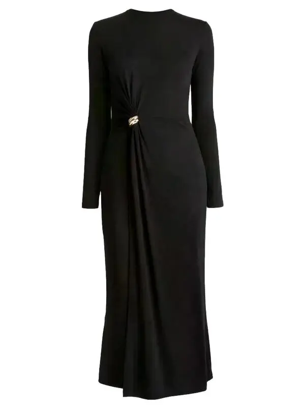 Vince Side Drape Midi Dress - Black