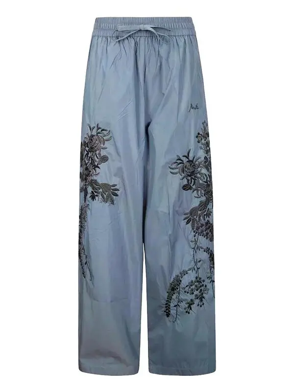 P.a.r.o.s.h Floral-embroidered Trousers - Blue