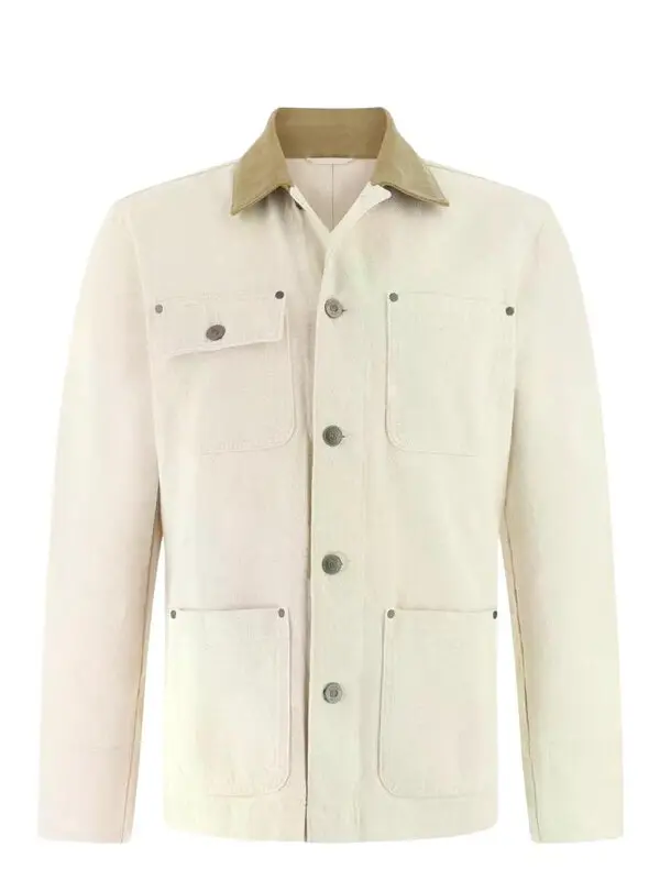 Boggi Milano Collar Buttoned Shirt Jacket - Neutrals