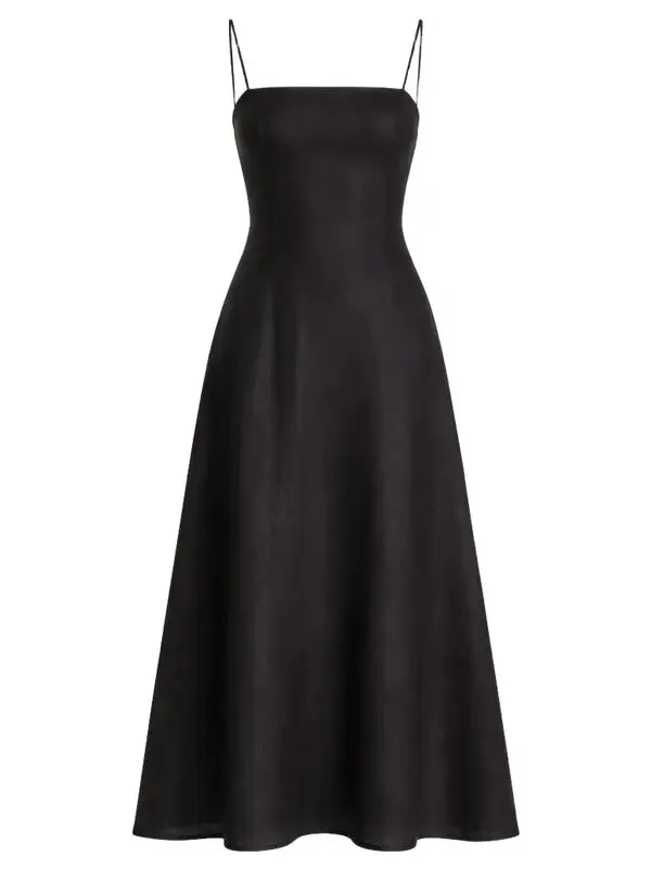 REFORMATION Sleeveless Linen Midi Dress - Black