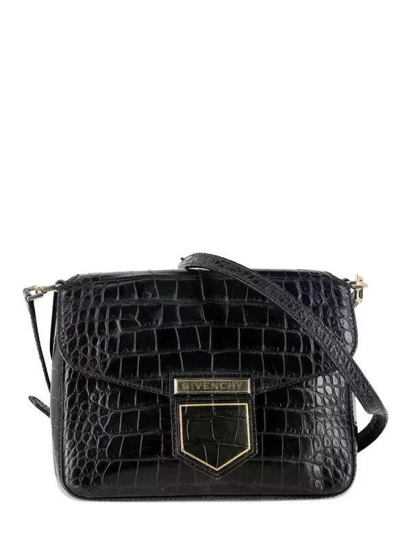 Givenchy Nobile Croc-embossed Shoulder Bag - Black