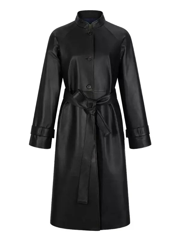 Shanghai Tang Belted Leather Coat - Black