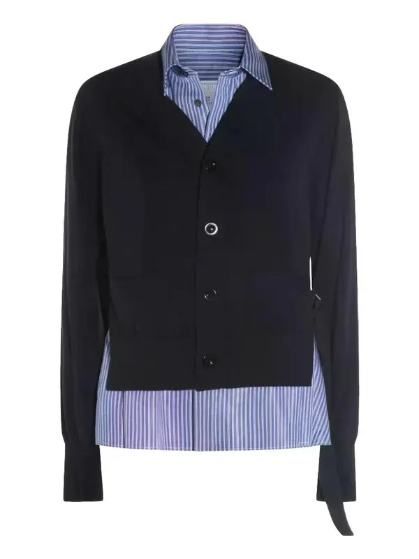 Sacai Button Striped Cardigan - Blue