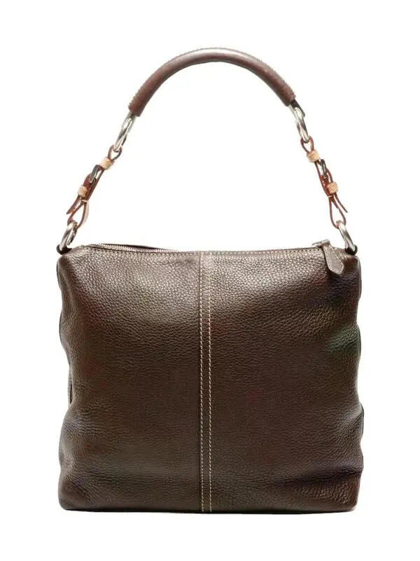 Prada 2000s Contrast-stitching Shoulder Bag - Brown