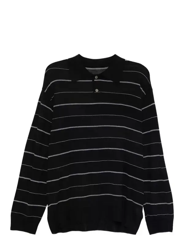 CROQUIS Striped Polo Shirt - Black
