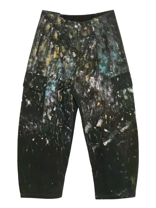 CROQUIS Cotton Printed Pocket Pants - Black