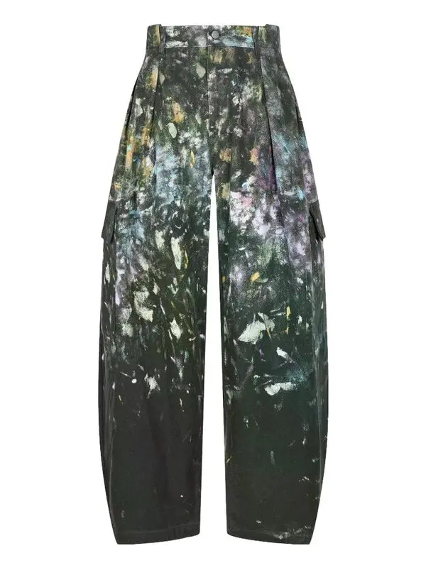 CROQUIS Printed Cotton Pants - Black