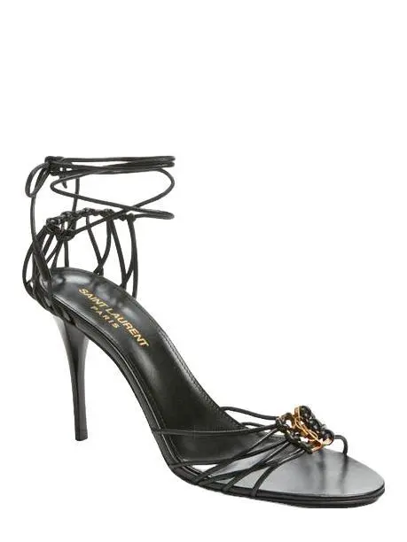 Saint Laurent Babylone Ankle-tie Sandal - Noir