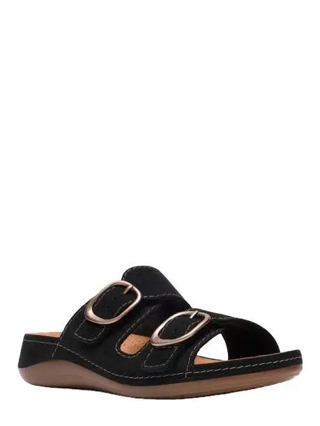 Clarks Cecily Step Sandal - Black Nubuck
