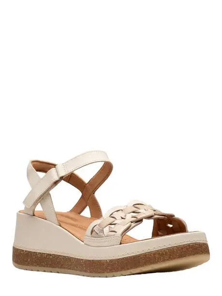 Clarks Kassanda Wedge Sandal - Cream Multi