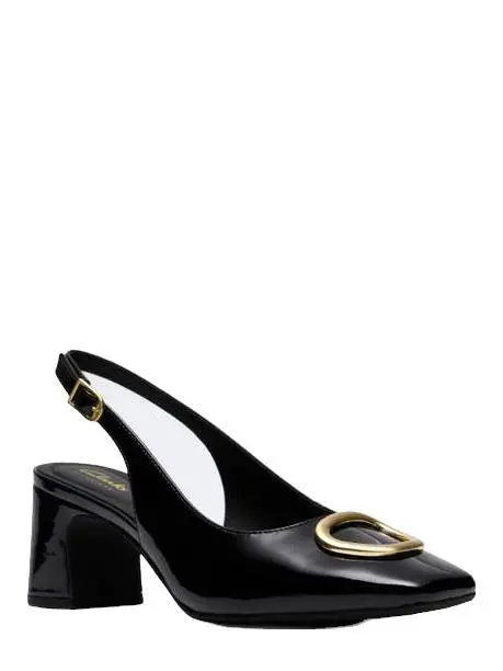 Clarks Square Toe Slingback Pumps - Black Patent Leather