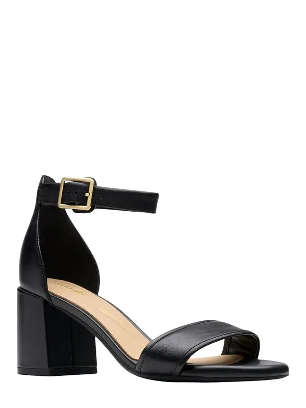 Clarks Ezoria Mae Ankle Strap Sandal - Black Leather