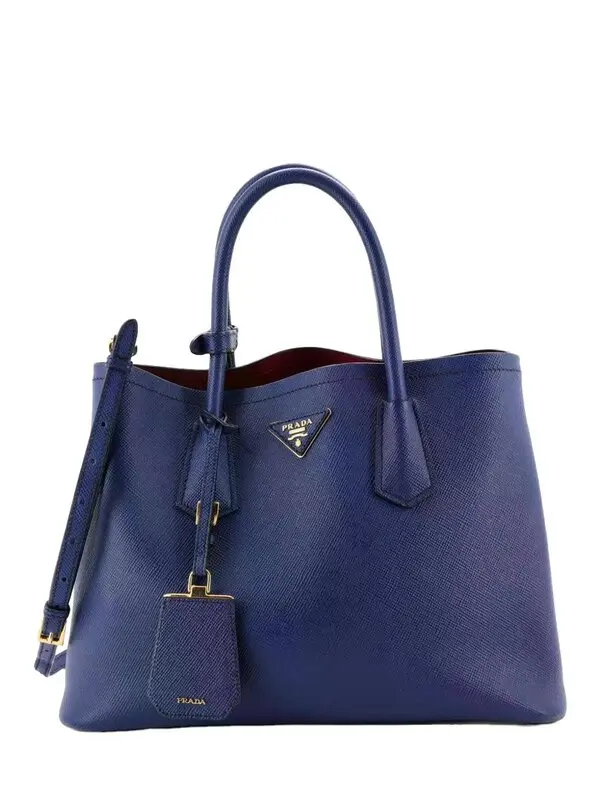 Prada Cuir Double Saffiano Leather Medium Tote Bag - Blue