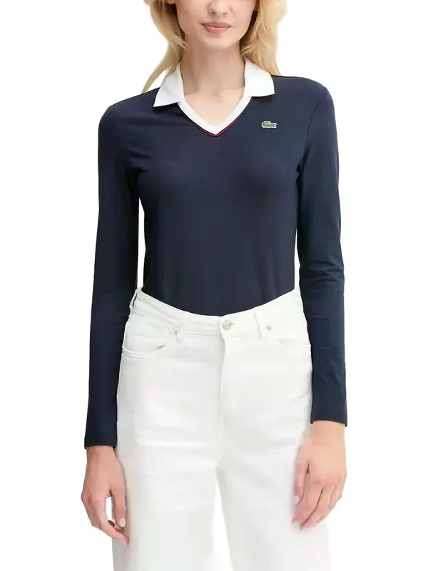 Lacoste V-neck Collared Top - Blue