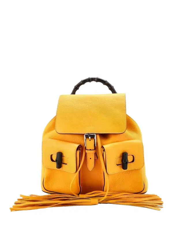 Gucci Bamboo Tassel Leather Medium Backpack - Yellow