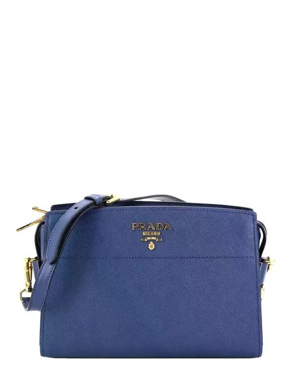 Prada Bibliotheque Saffiano Leather Crossbody Bag - Blue
