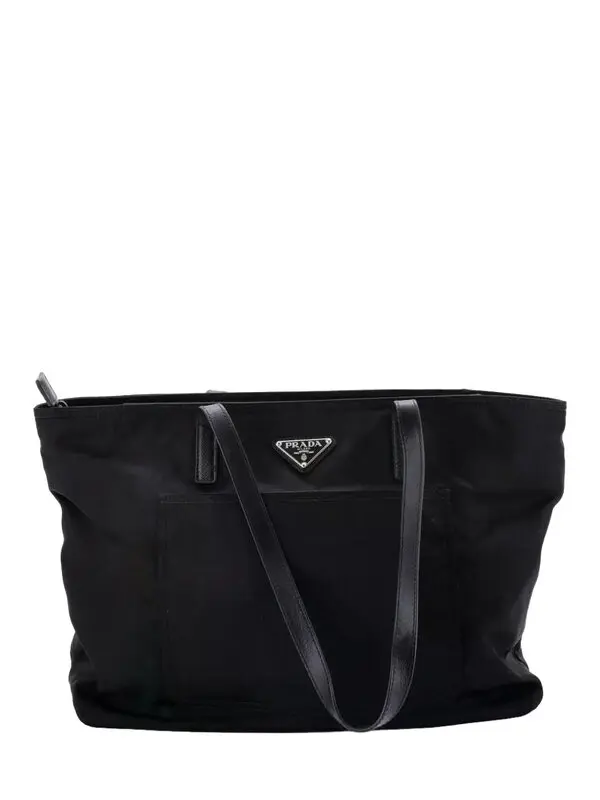 Prada Re-edition 1978 Pocket Re-nylon With Saffiano Leather Medium Tote Bag - Black