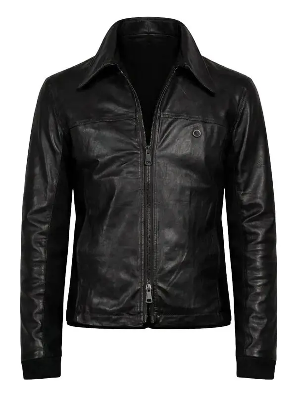 HANNES ROETHER Patch Pocket Leather Jacket - Black