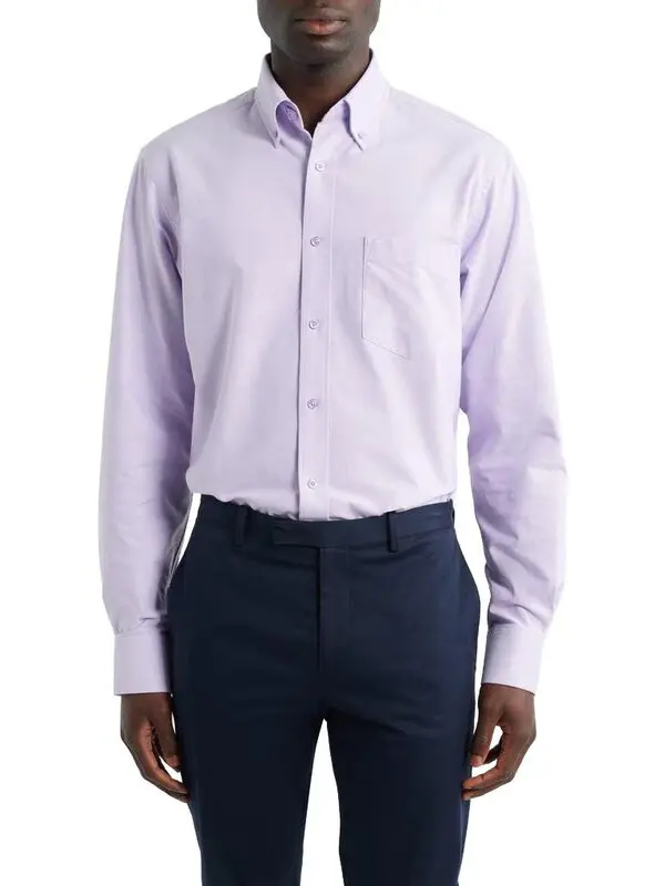 ROFFE ACCESSORIES Eagle Regular Fit Solid Cotton Button-down Oxford Shirt - Lilac