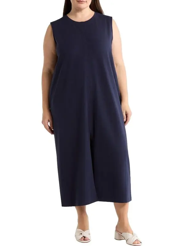 Eileen Fisher Sleeveless Stretch Cotton Jersey Midi Dress - Ink