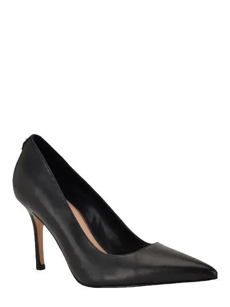 Guess Pointy-toe Pump With Croc Embossed Detail - Black