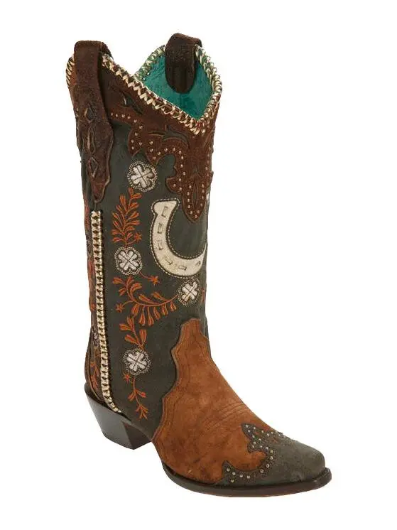 CORRAL Horseshoe Overlay Western Boot - Brown