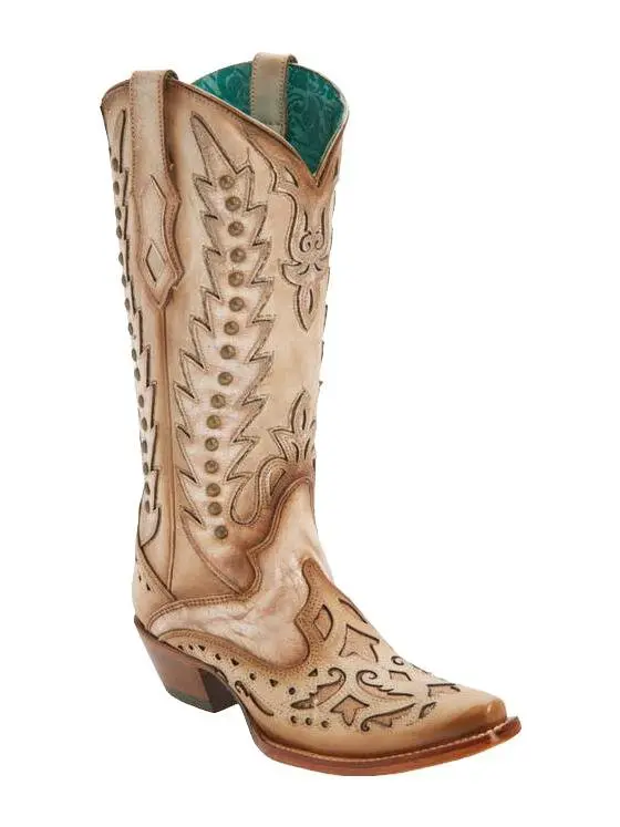 CORRAL Overlay Mid-calf Western Boot - Sand