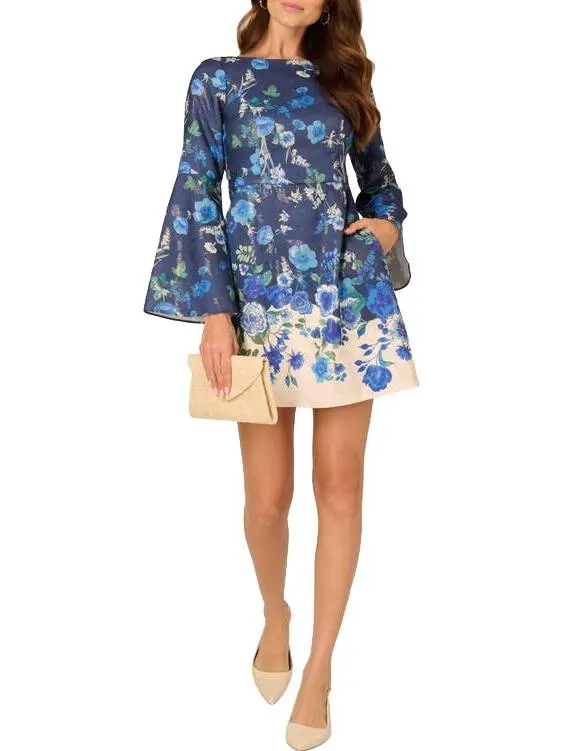Adrianna Papell Floral Fit & Flare Minidress - Midnight