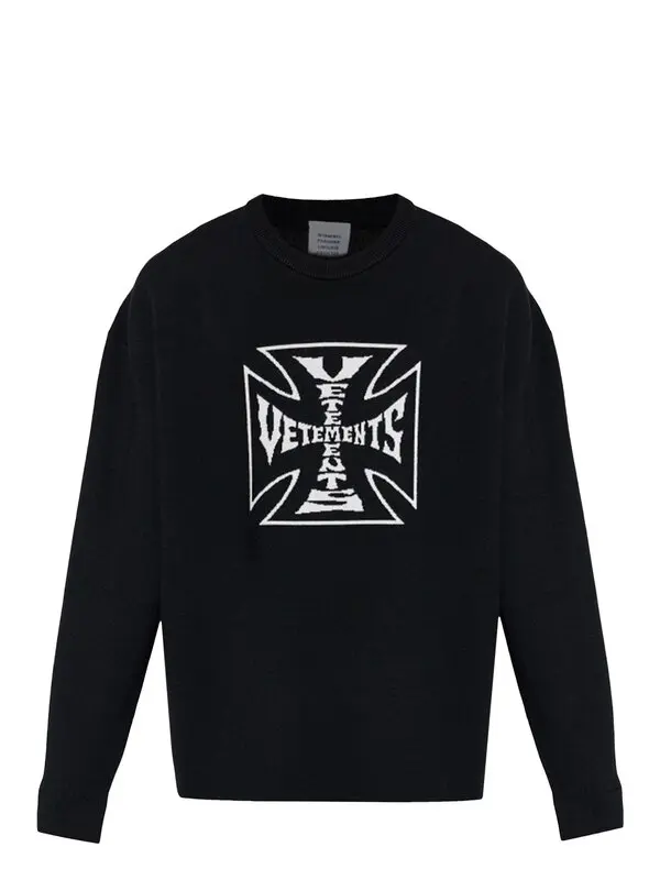 Vetements Double Biker Cross Logo Sweater - Black