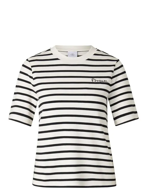 Bogner Striped T-shirt With Embroidered Logo - Off-white/black