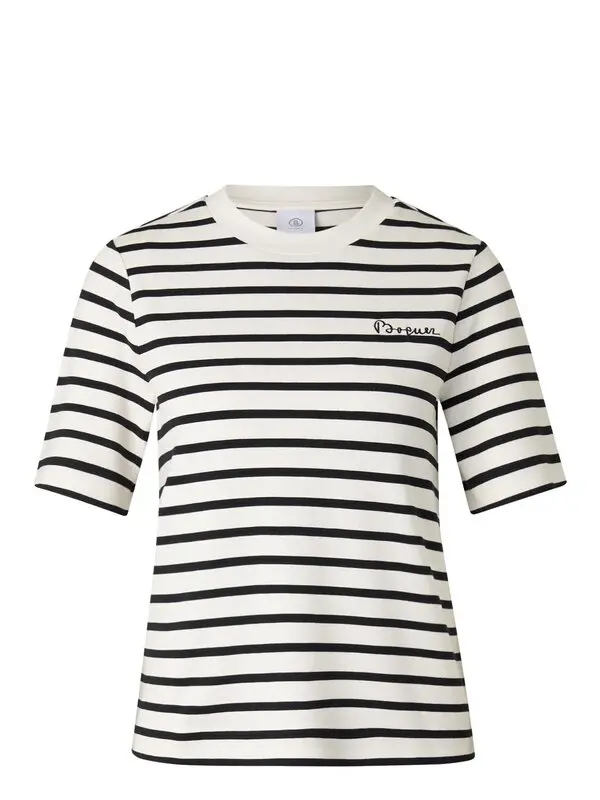 Bogner Striped T-shirt With Embroidered Logo - Off-white/black