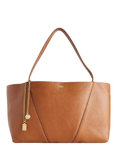 Chloé Spin Large Leather Tote Bag - Clay Brown
