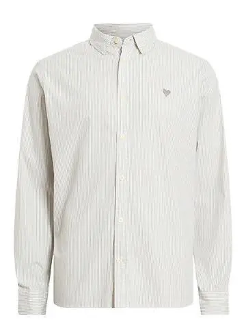 ALLSAINTS Nolan Long Sleeve Cotton-blend Shirt Xxl - Jetstream Whit
