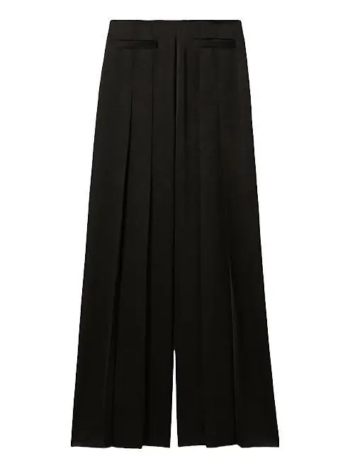 Claudie Pierlot Pleated Wide-leg Woven Trousers - Black