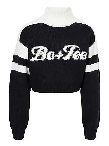 Bo+tee Logo-appliqué Cropped Knitted Jumper - Black