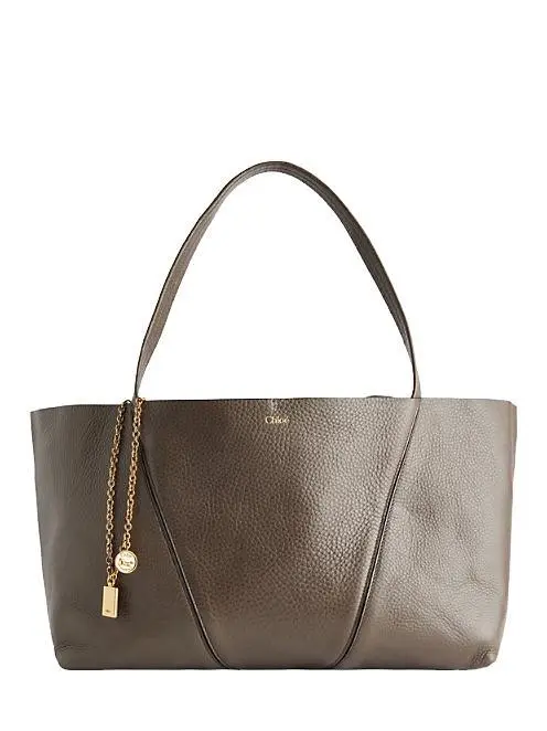 Chloé Spin Large Leather Tote Bag - Flannel Grey